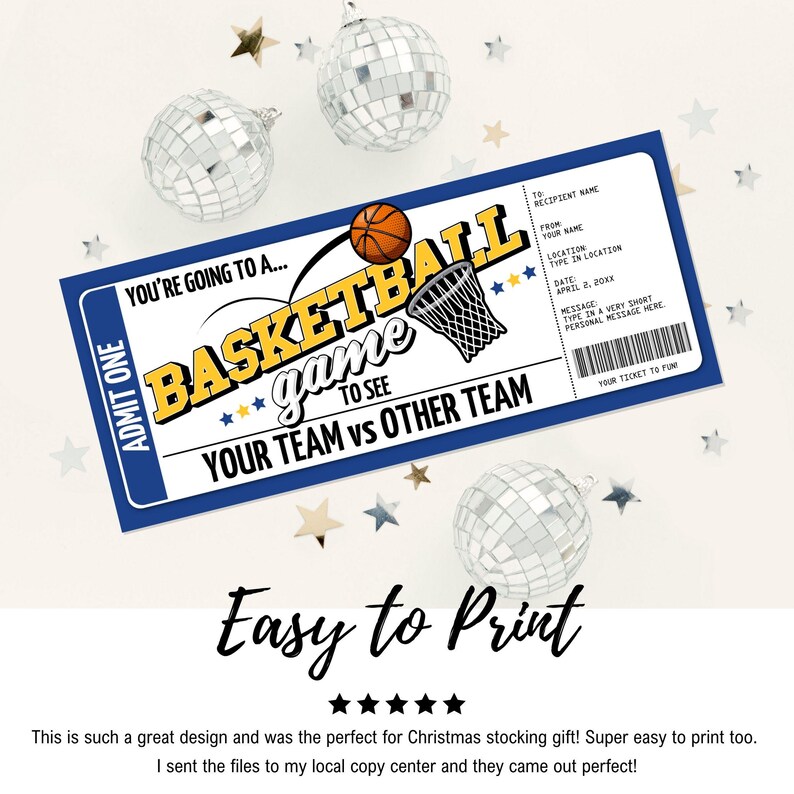 Basketball Ticket Gift Editable Template - Surprise Basketball Game ...