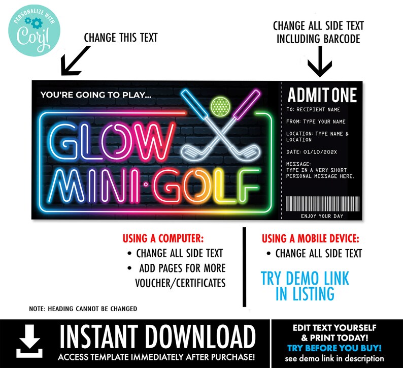 Mini Golf Gift Certificate Miniature Golf Surprise Gift - Etsy