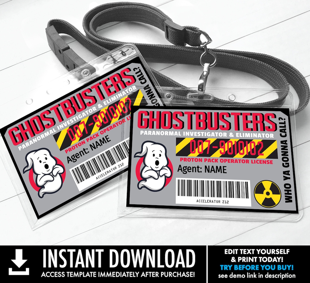 ID Badges Ghost Movie Inspired I.D. Badge, Birthday Party Favor Self ...