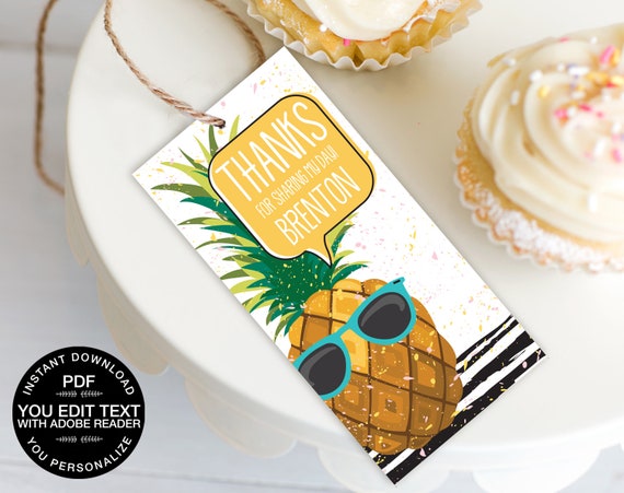 Pineapple Favor Tag - Party Like a Pineapple, Hawaiian, Luau, Birthday ...