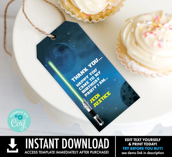 Star Wars Party Favor Tags, Thank You Tags, Birthday Party Favors, Star ...