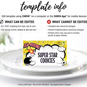 Superhero Food Labels, Superhero Party, Table Tent, Place Card, Buffet ...