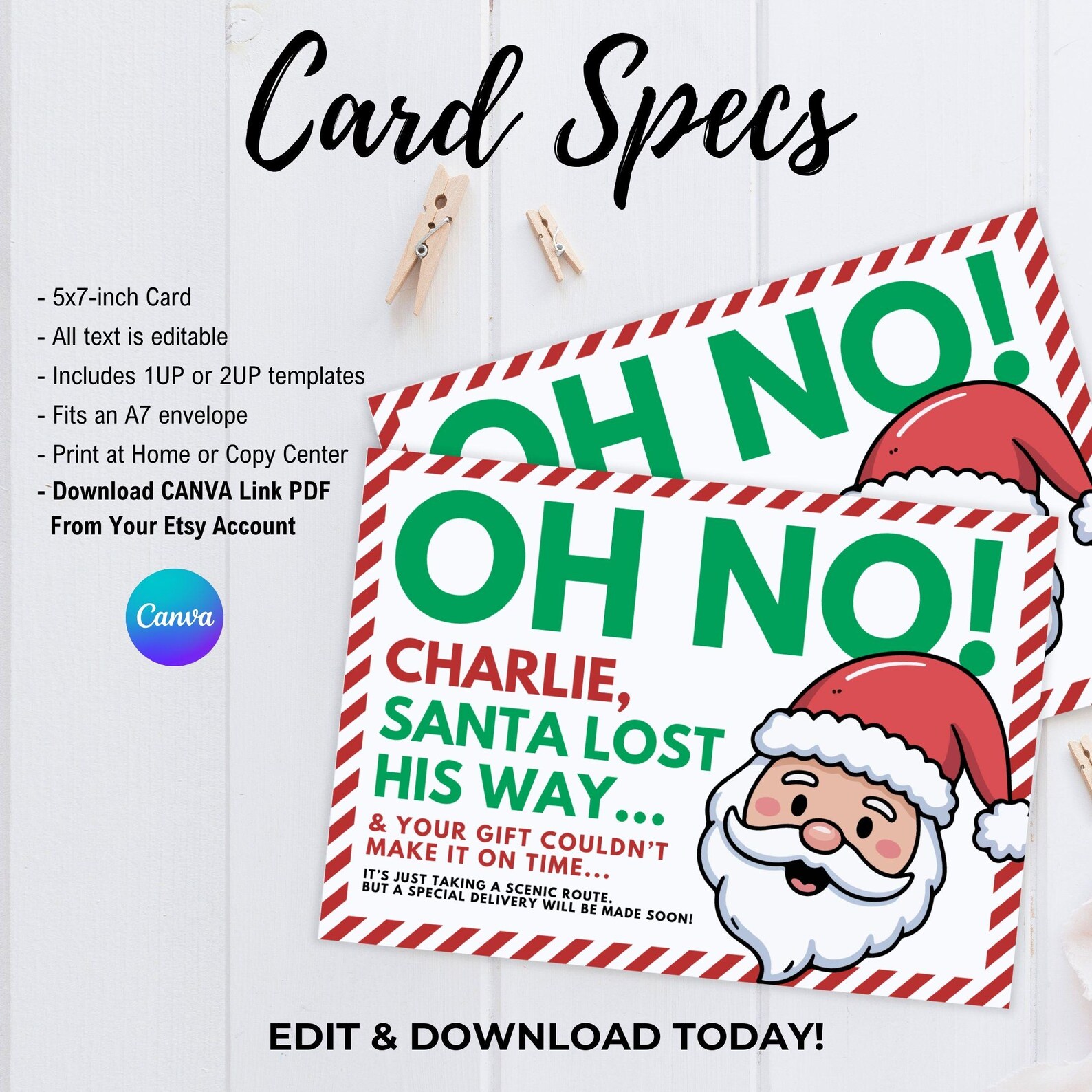 Late Christmas Gift Notice From Santa, Missing Gift Card, Delayed ...