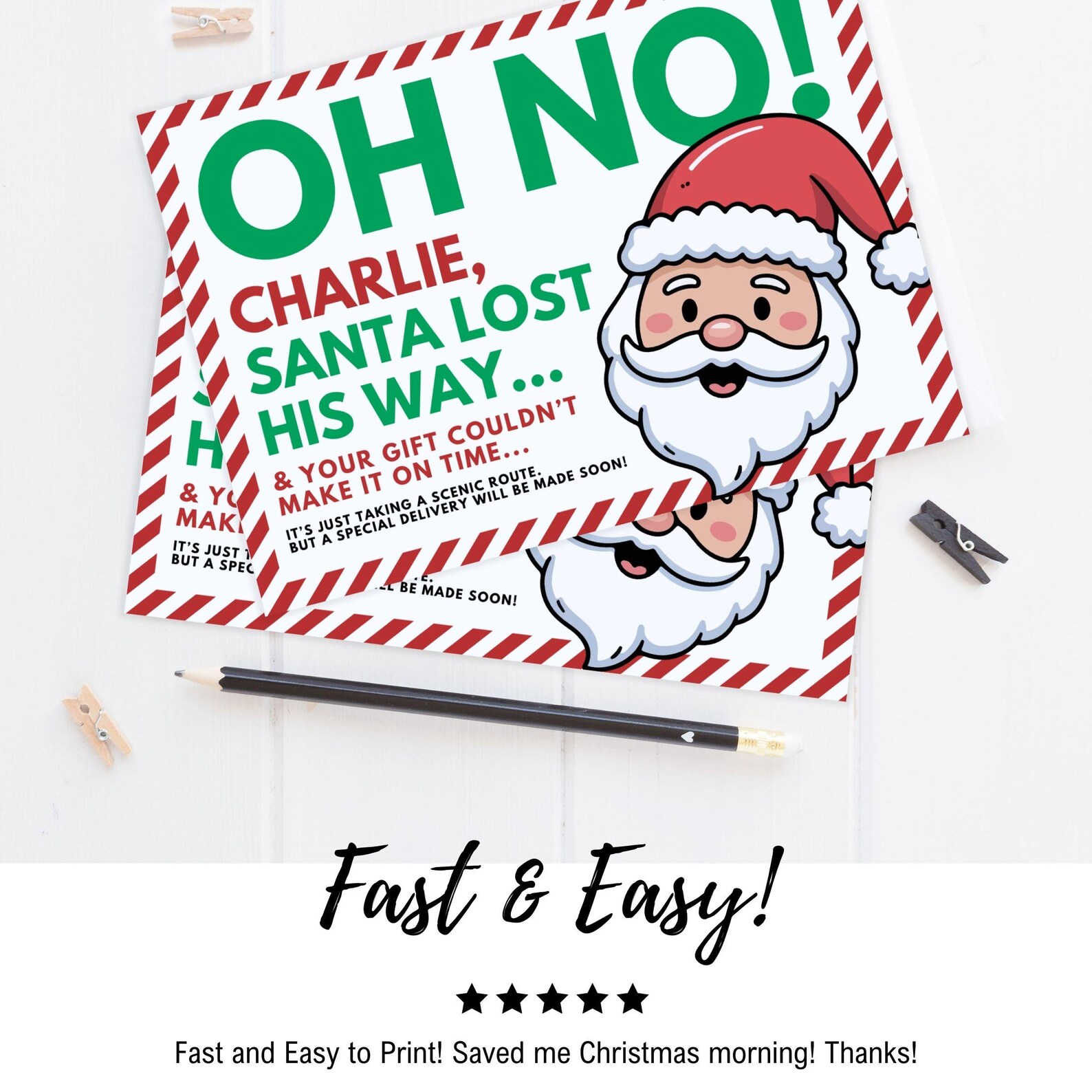 Late Christmas Gift Notice From Santa, Missing Gift Card, Delayed ...