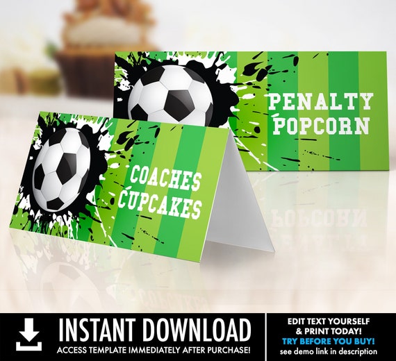 Soccer Food Labels - Soccer Birthday, Soccer Party, Place-card, Table ...