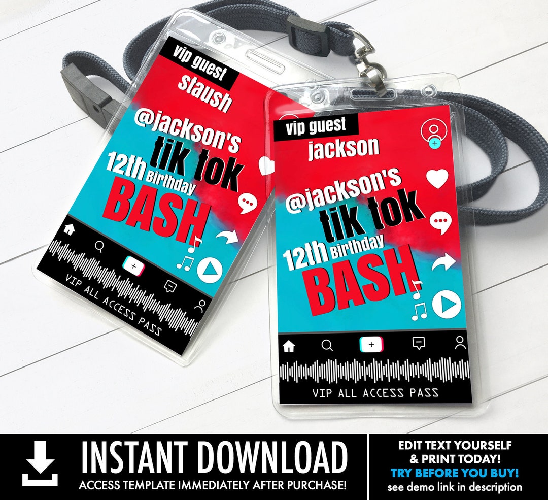 Social Media Party VIP Badge Video Party, Dance Party, All Access Pass ...