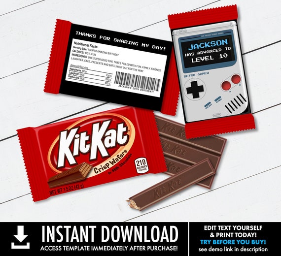 Retro Game Controller Kit Kat Candy Bar Label/Wrapper - Video Game ...