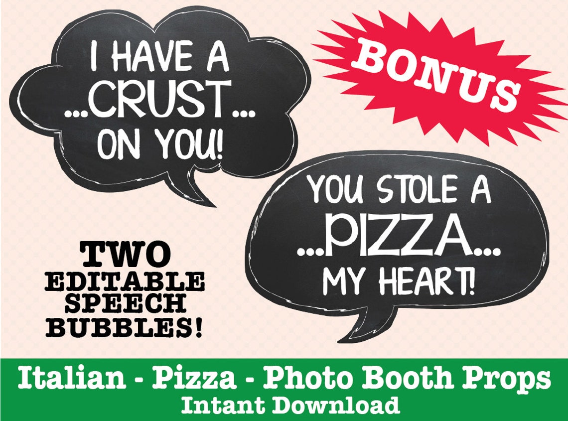 Pizza Photo Booth Props, Pizza Party, Pizza Delivery, Baking Party ...