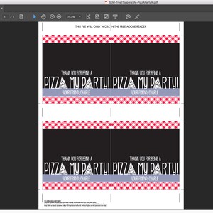 Pizza Party Treat Toppers - Thank You Tag, Pizza Favor, Pizza Birthday ...