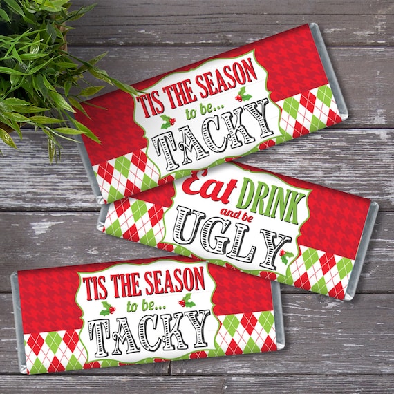 Ugly Sweater Candy Bar Wrappers - Ugly Sweater Party Favor, Chocolate ...