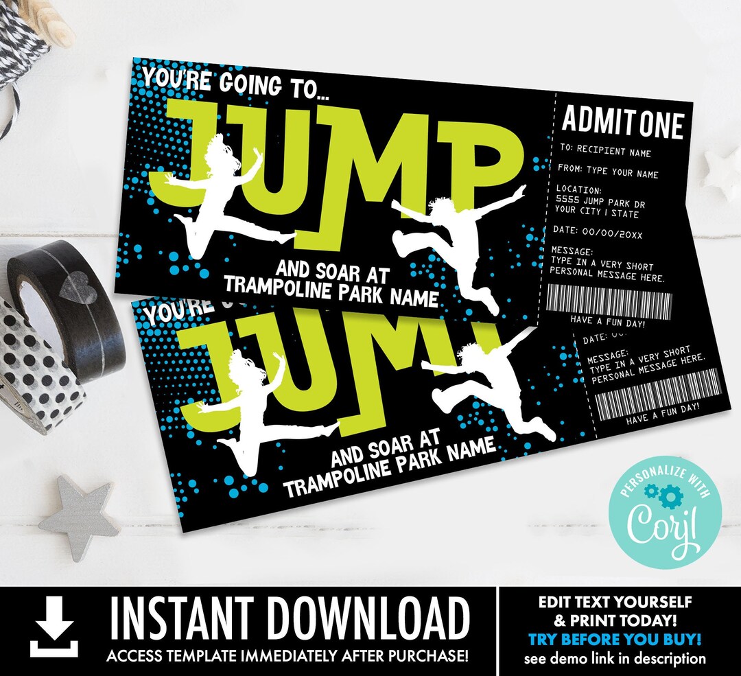 Trampoline Park Gift Certificate, Trampoline Surprise Gift Voucher ...