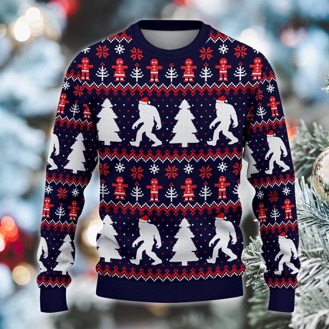 Bigfoot Christmas Sweater, Santa Sasquatch Christmas Sweatshirt, Funny ...