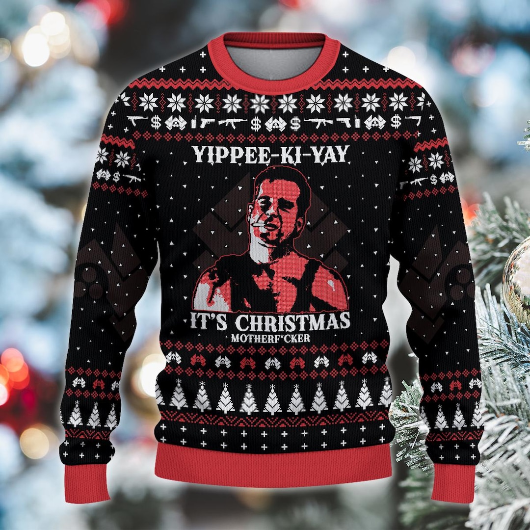 Yippee Ki Yay It's Christmas Ugly Sweater, Nakatomi Christmas Party 1988 Sweater, Die Hard ...