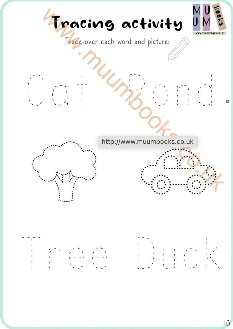 Activity Book EYFS/KS1, Maze Colouring Pages, Trace Words, Matching ...