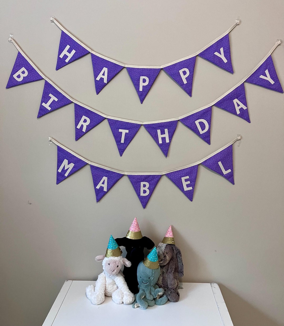Happy Birthday Pennant Banner Custom Sewn Optional Name Personalization ...