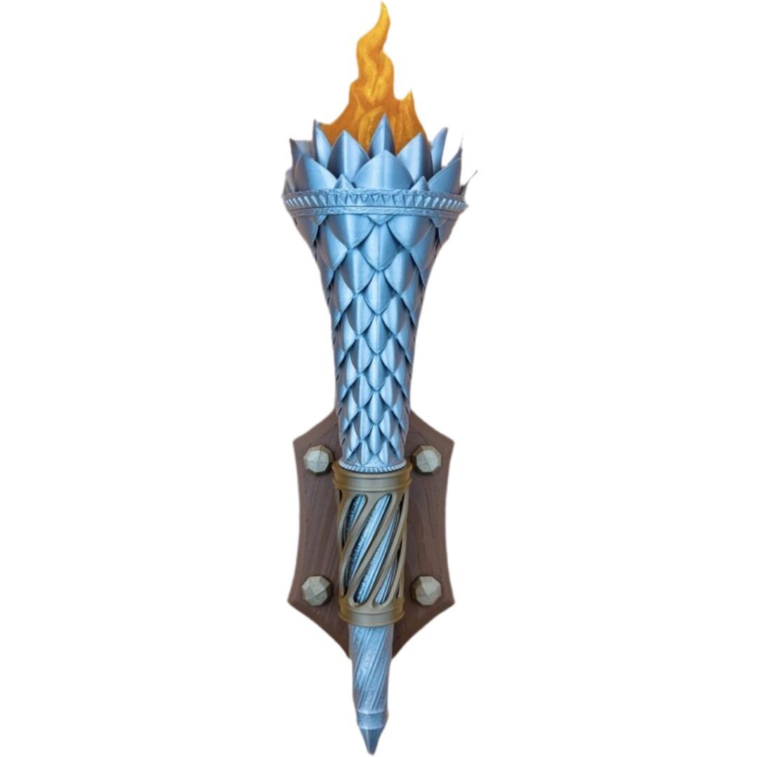 3D Printed Dragon Scale Torch Tea Light Holder – Fantasy Wall Sconce ...
