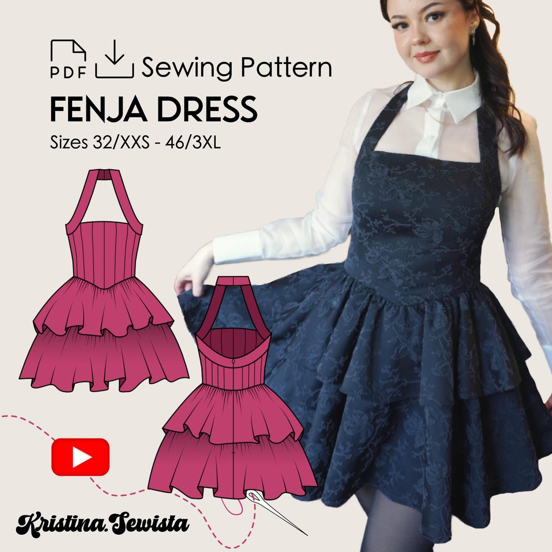 Halter Neck Dress FENJA Sewing Pattern PDF | Woman Sewing Pattern ...