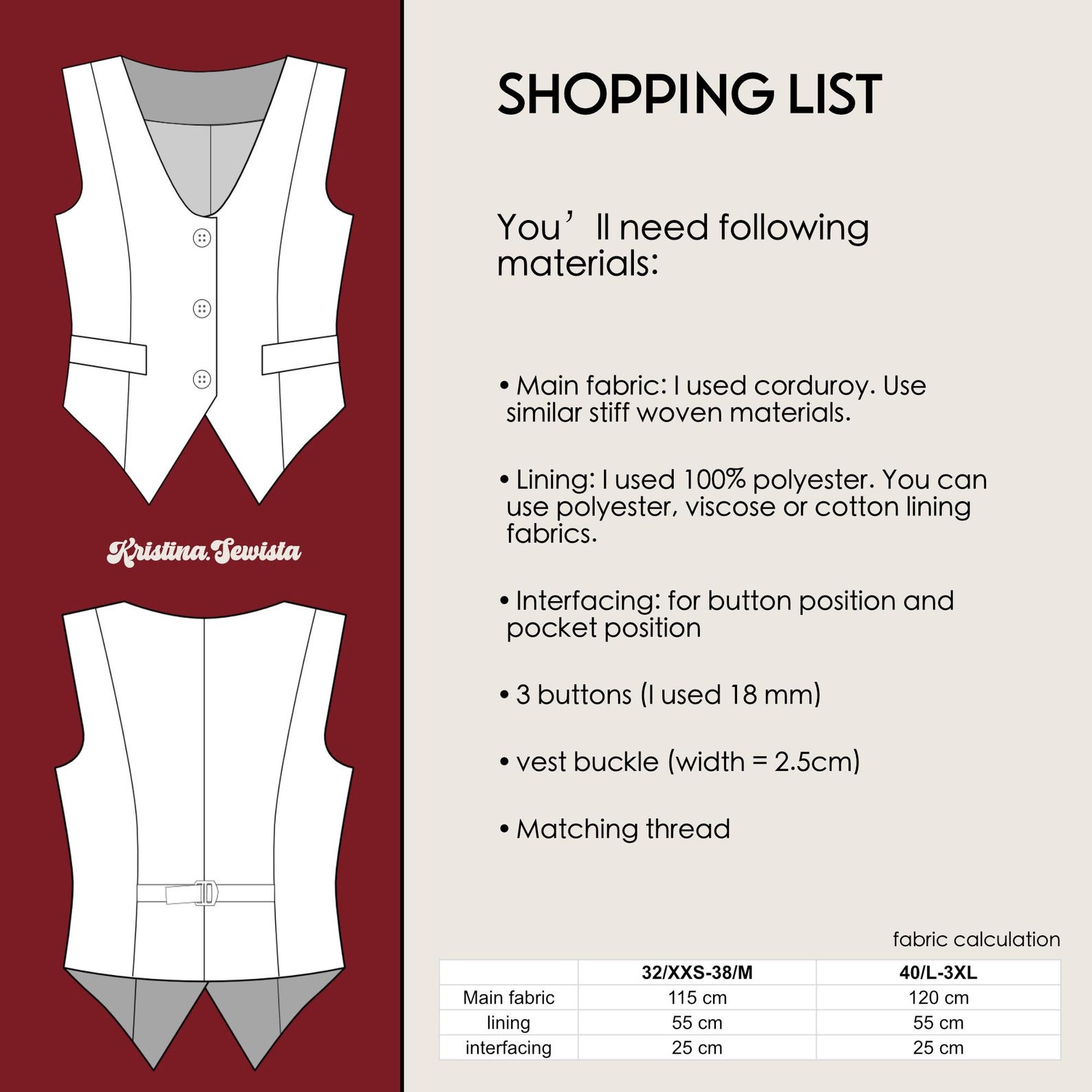 Basic Vest BELLA Sewing Pattern PDF | Woman Sewing Pattern Digital ...