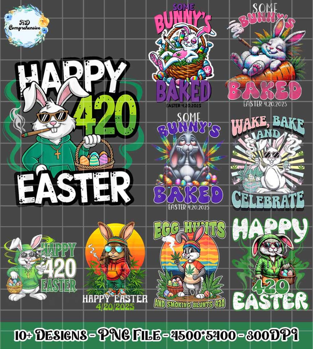 Funny 420 Easter Bundle Png, Stoner Bunny Smoker Png, Cannabis Easter ...