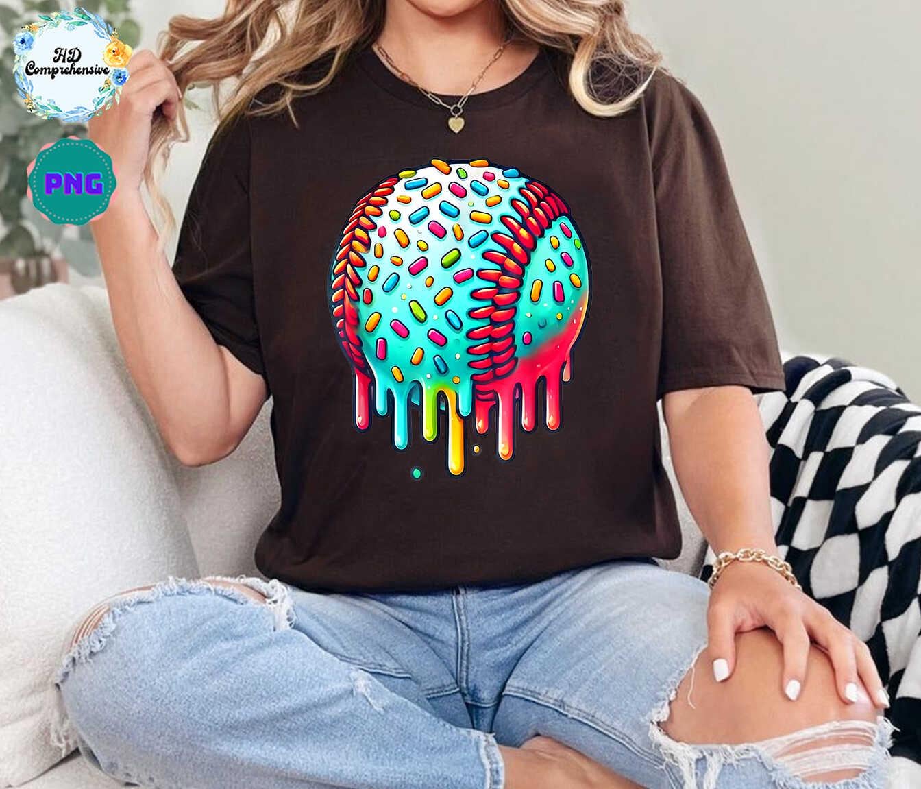 Dripping Baseball PNG Bundle: Ice Cream Cone, Glove Designs (digital ...