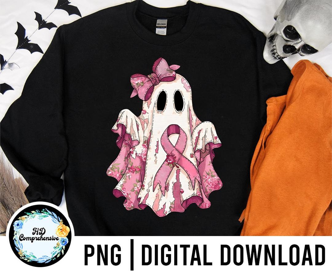 Breast Cancer Awareness Patchwork Ghost PNG: Pink Ribbon Survivor ...