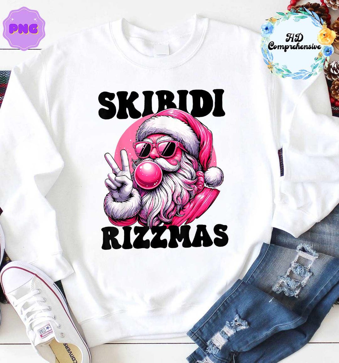 Rizz Mas Sigmas Santa Png, Skibidi Rizzmas PNG, Santa Blowing Bubble ...