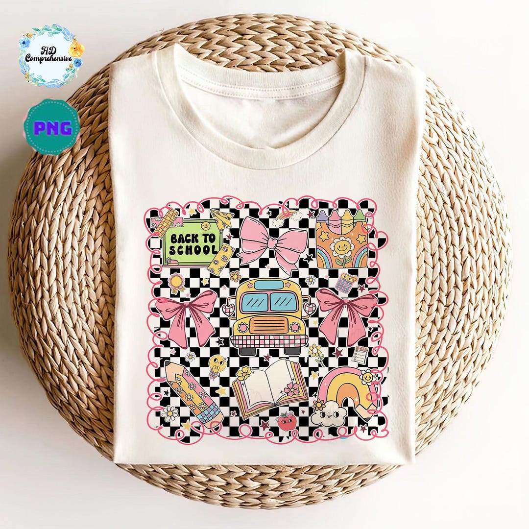 Preppy Back to School Coquette Png, Checkered Coquette First Day of ...