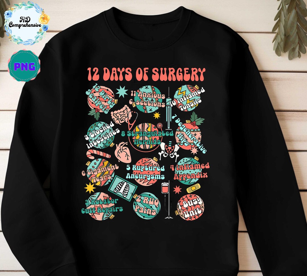 12 Days of Surgery Png, Pediatrics Surgery Nurse Christmas Png, Peds ...