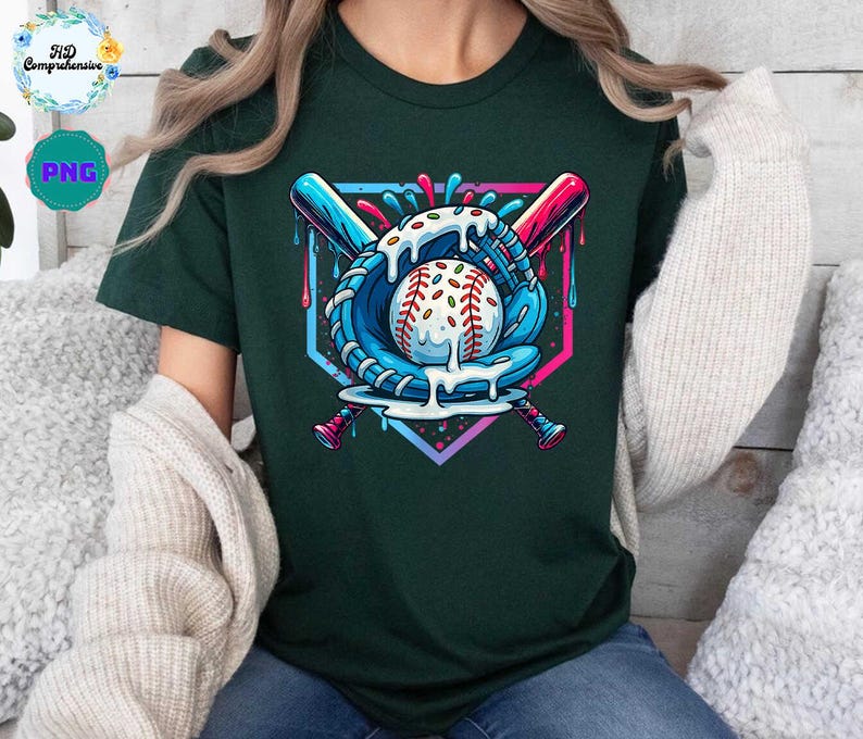 Dripping Baseball PNG Bundle: Ice Cream Cone, Glove Designs (digital ...