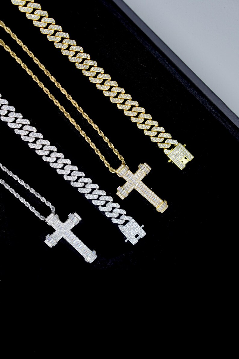 Hip Hop Style Silver Cross Necklace With Crystals ，punk Pendant Jewelry ...