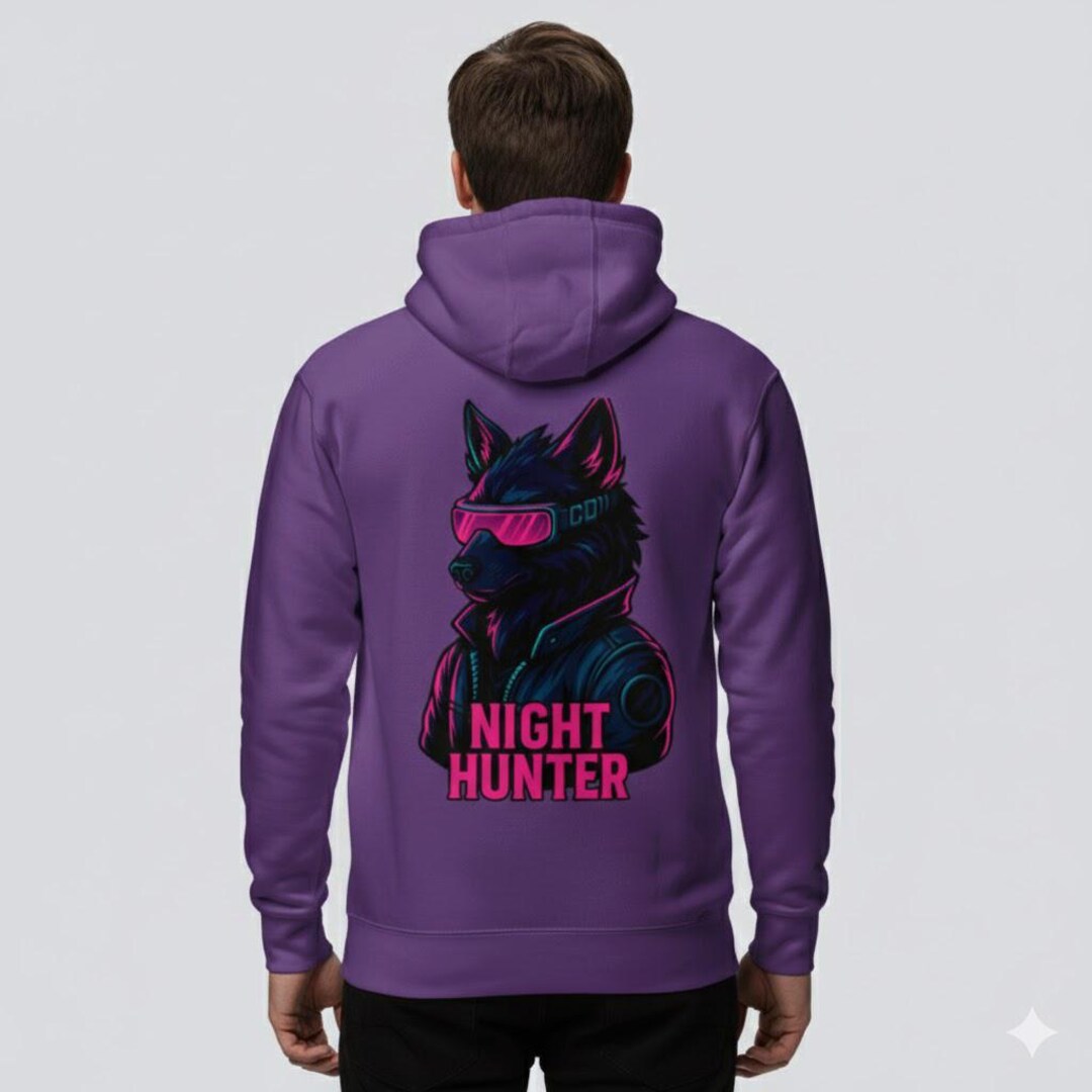 Cyberpunk Wolf Back Print Hoodie, Trendy Fashion - Etsy