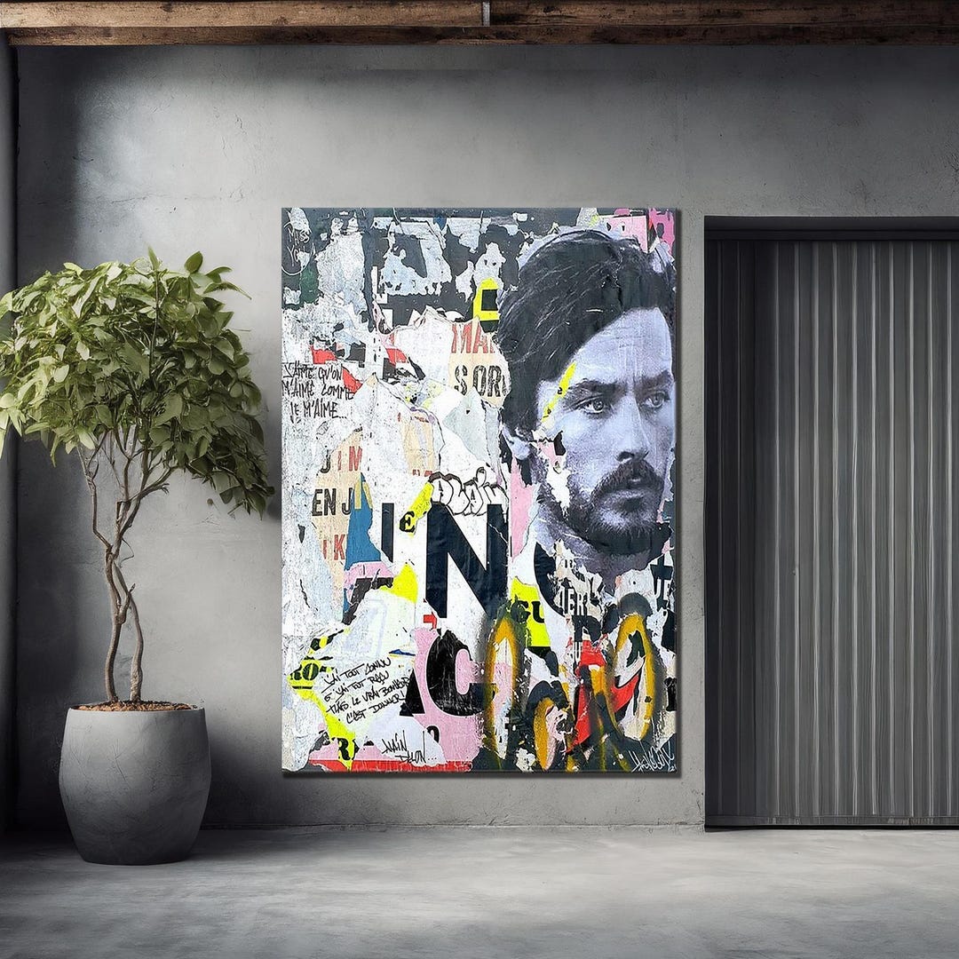 Alain Delon Collage Pop Art Canvas | Alain Delon Street Graffiti Wall ...