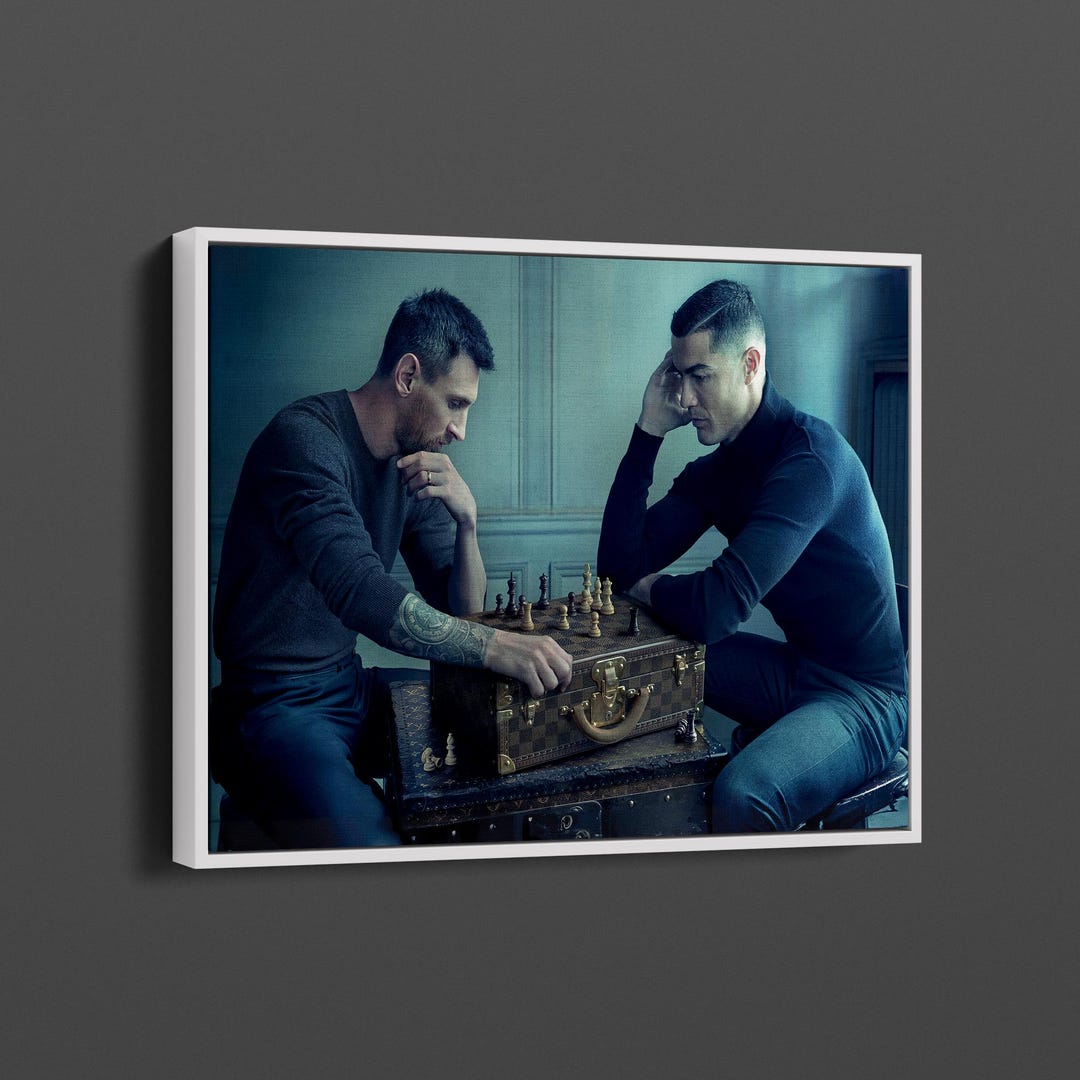 Lionel Messi Cristiano Ronaldo Chess Canvas Art Print, Messi and ...