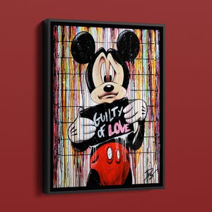 Banksy Guilty Love Mickey Mouse Graffiti Pop Art Canvas, Banksy Style ...