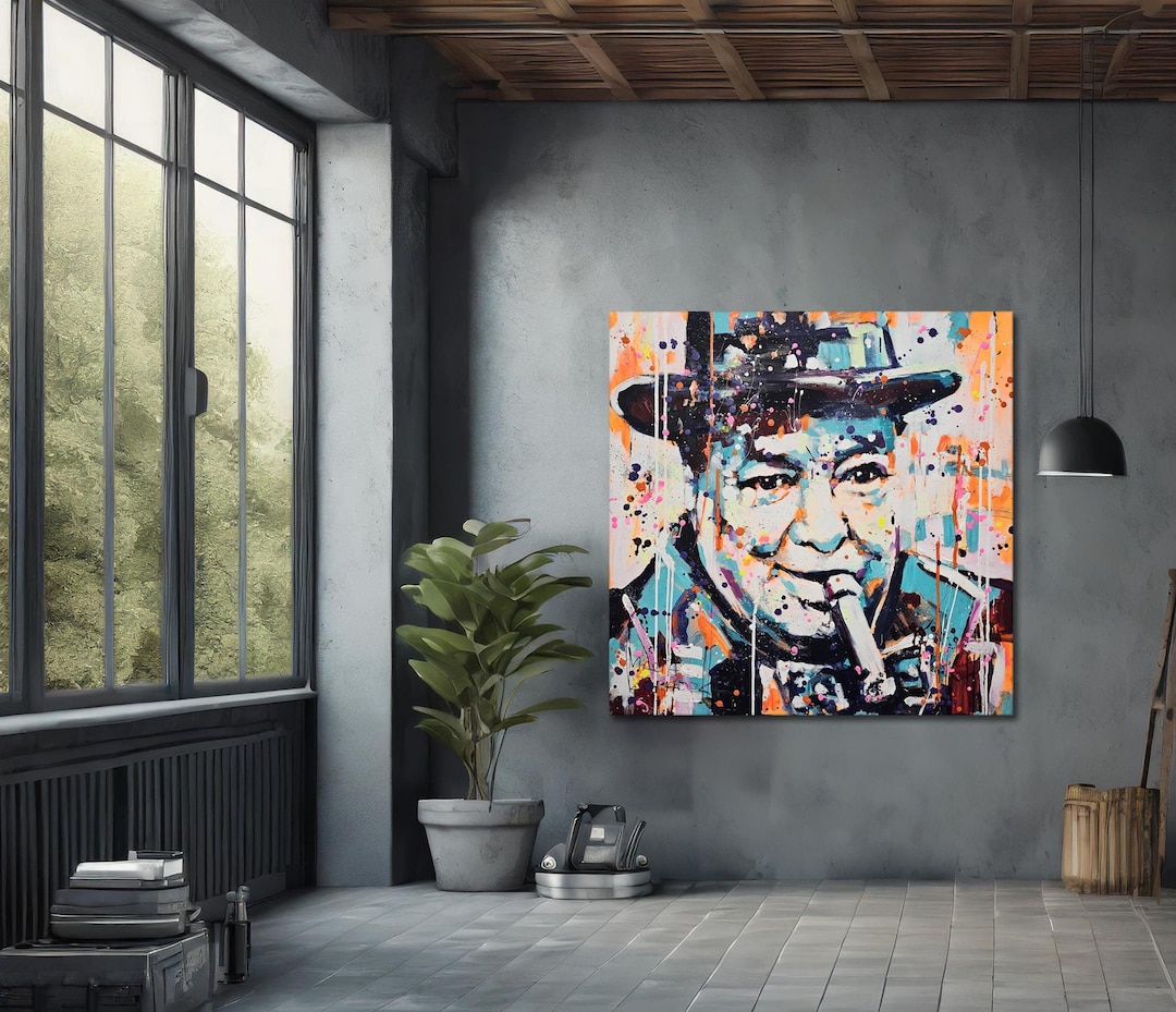 Winston Churchill Painting Abstract Pop Art Canvas, Iconic Portrait for ...