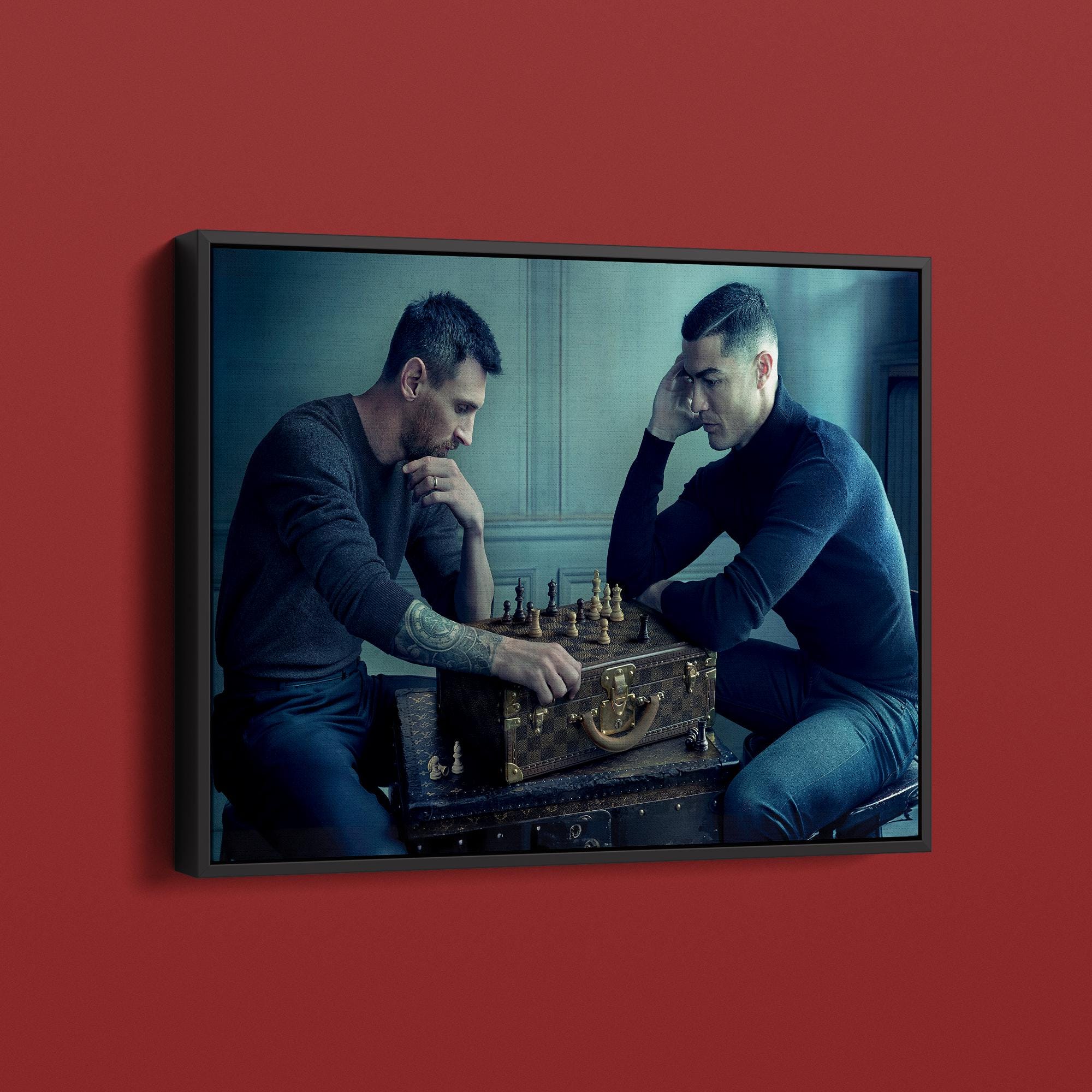 Lionel Messi Cristiano Ronaldo Chess Canvas Art Print, Messi and ...