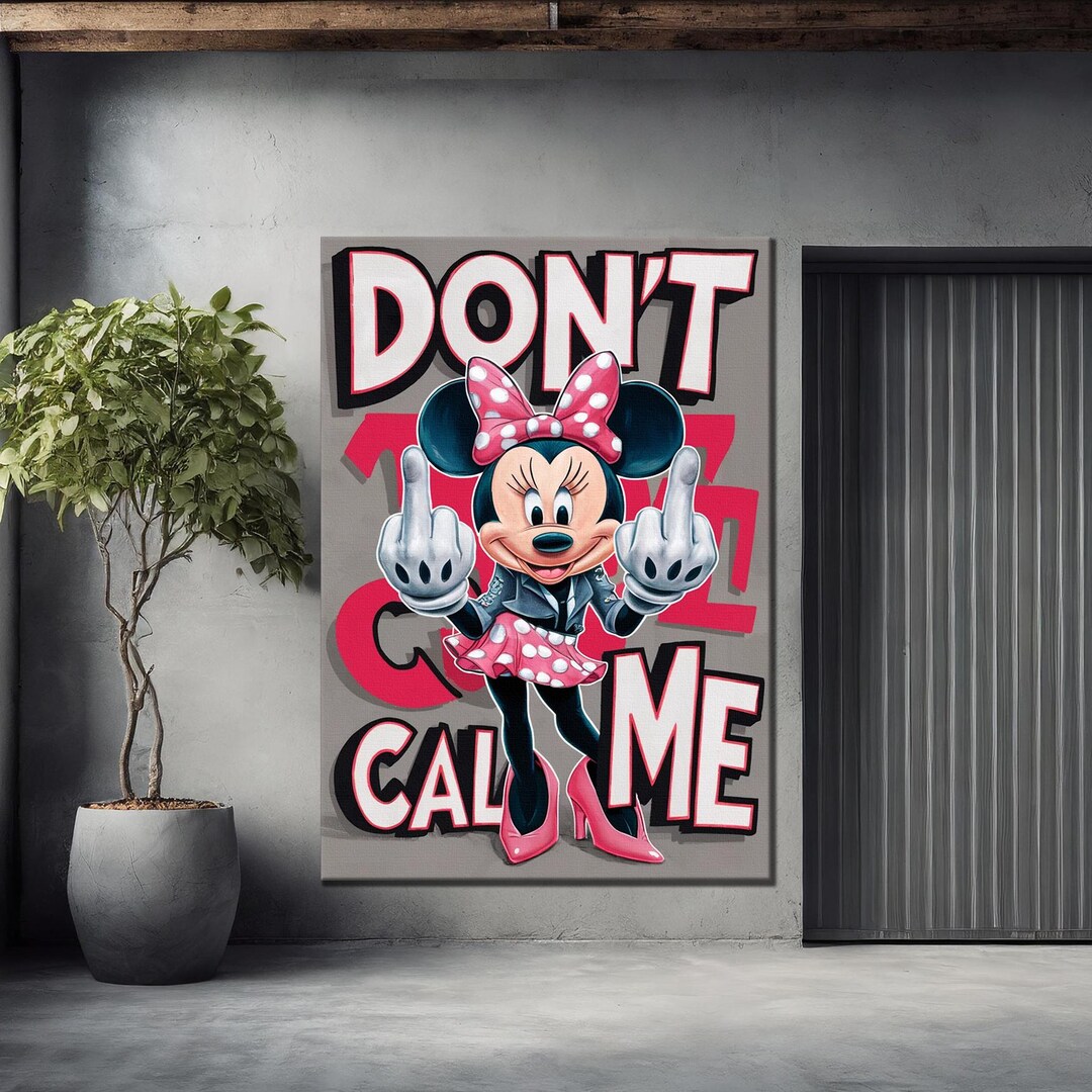 Minnie Mouse Middle Finger Funny Pop Art Canvas Wall Art | Don't Call ...