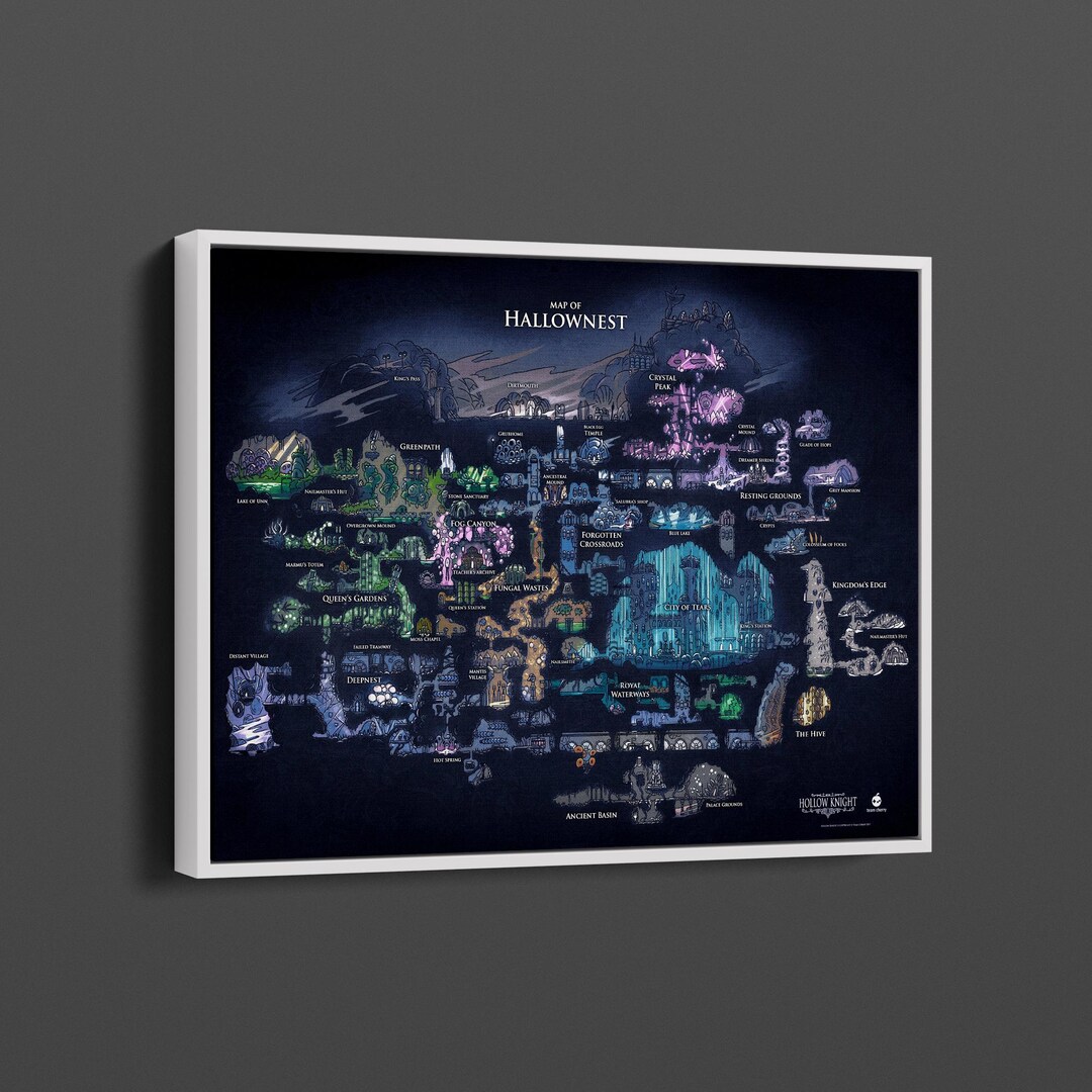 Hollow Knight Map Canvas, Hallownest Wall Art Poster, Rolled Canvas ...