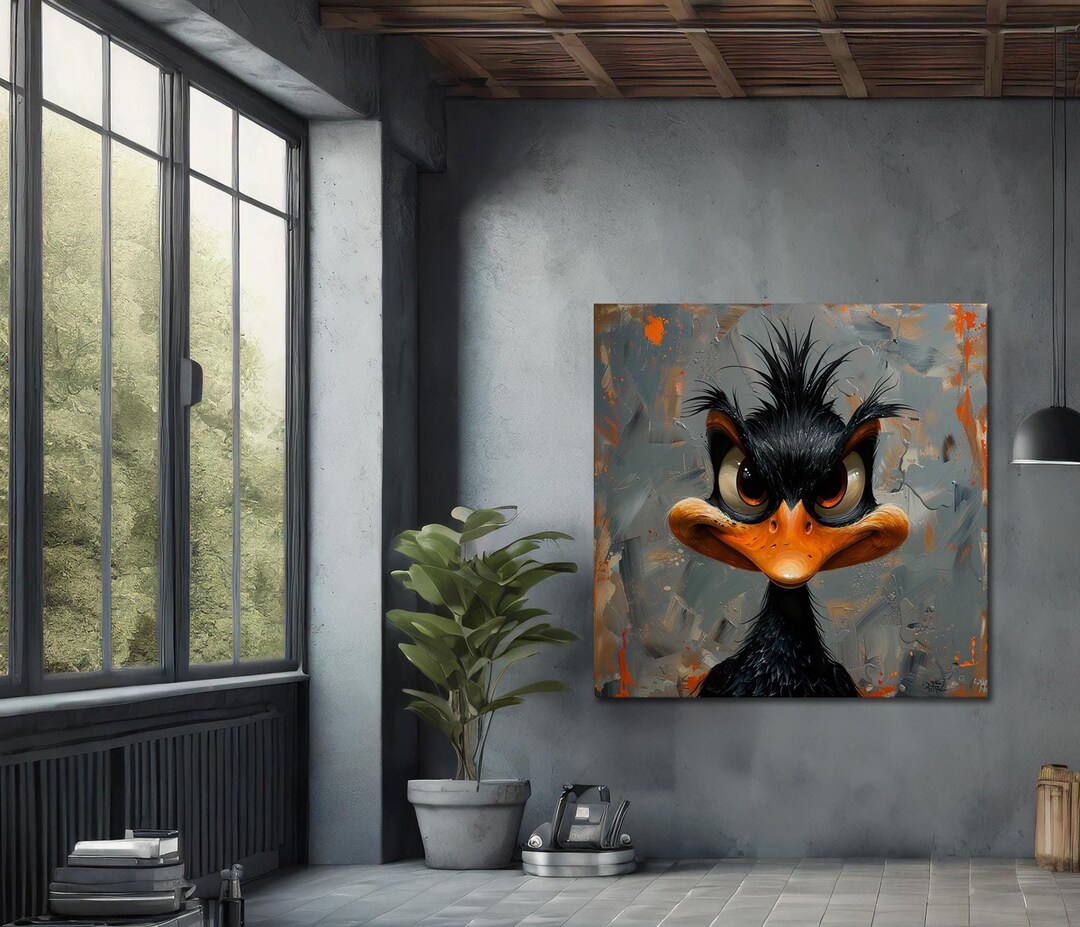 Abstract Pop Art Painting of Baby Daffy Duck Colorful Modern Canvas Art ...