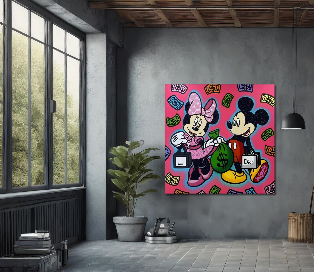 Shopping Mickey and Minnie Mouse Pop Art Canvas, Fun & Vibrant Disney ...