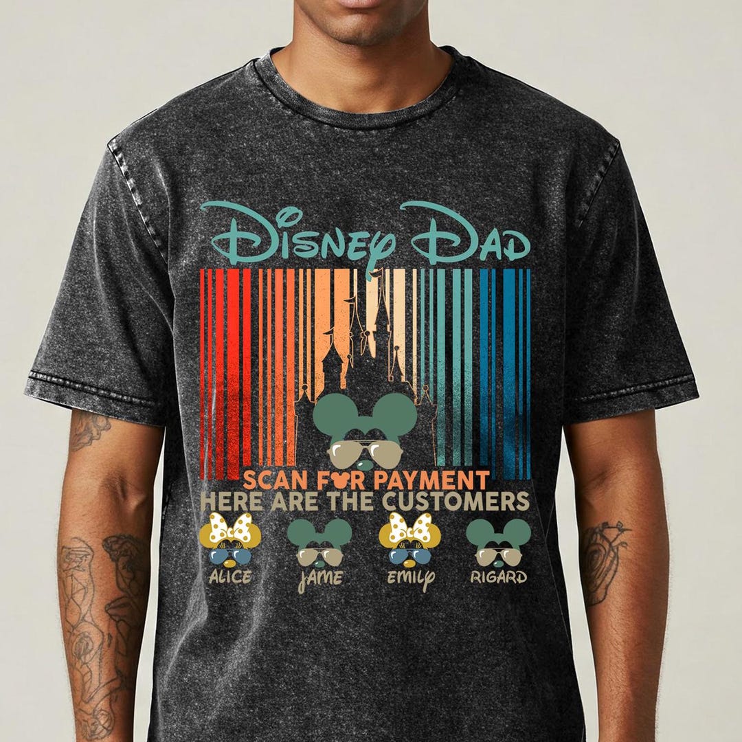 Oversized Disneydad Scan for Payment Shirt, Mickey Dad Mineral Wash ...