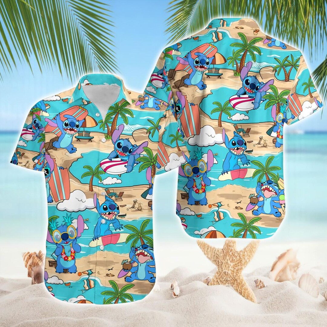Stitch Hawaiian Summer Shirt, Disneyland Stitch Summer Tee, Disneyland ...