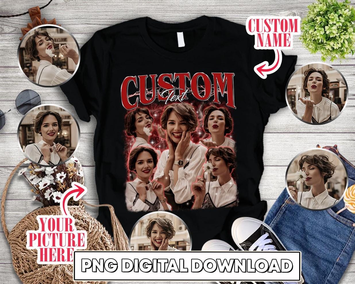 Custom Bootleg Rap Tee PNG, Personalized Bootleg Shirt, Customized Text ...