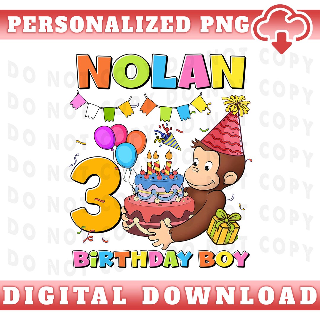 Curious George Cartoon Birthday Family PNG, Personalized Curious George ...