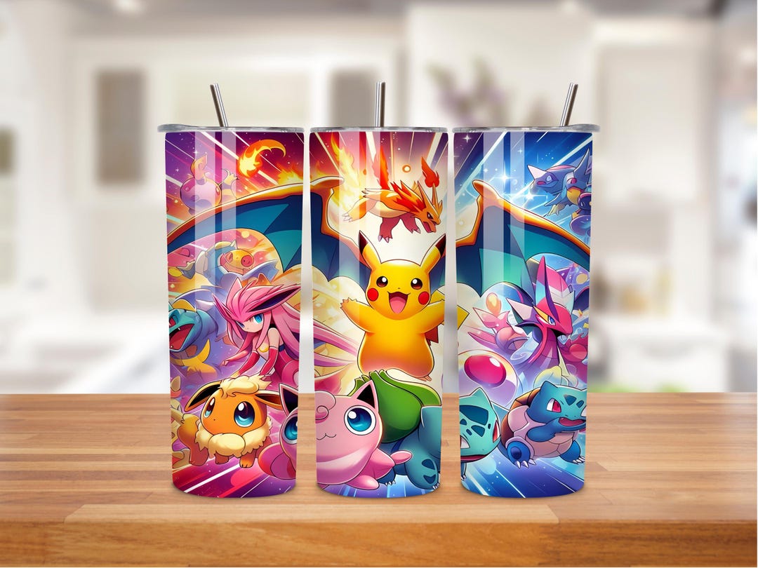 3D Pikachu Tumbler Wrap, Pokemon Tumbler Wrap Sublimation Design PNG ...