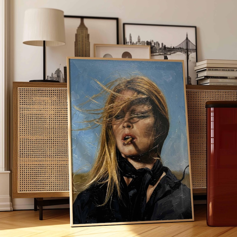 Retro Brigitte Bardot Portrait Painting Poster | Vintage Edge Wall Art ...