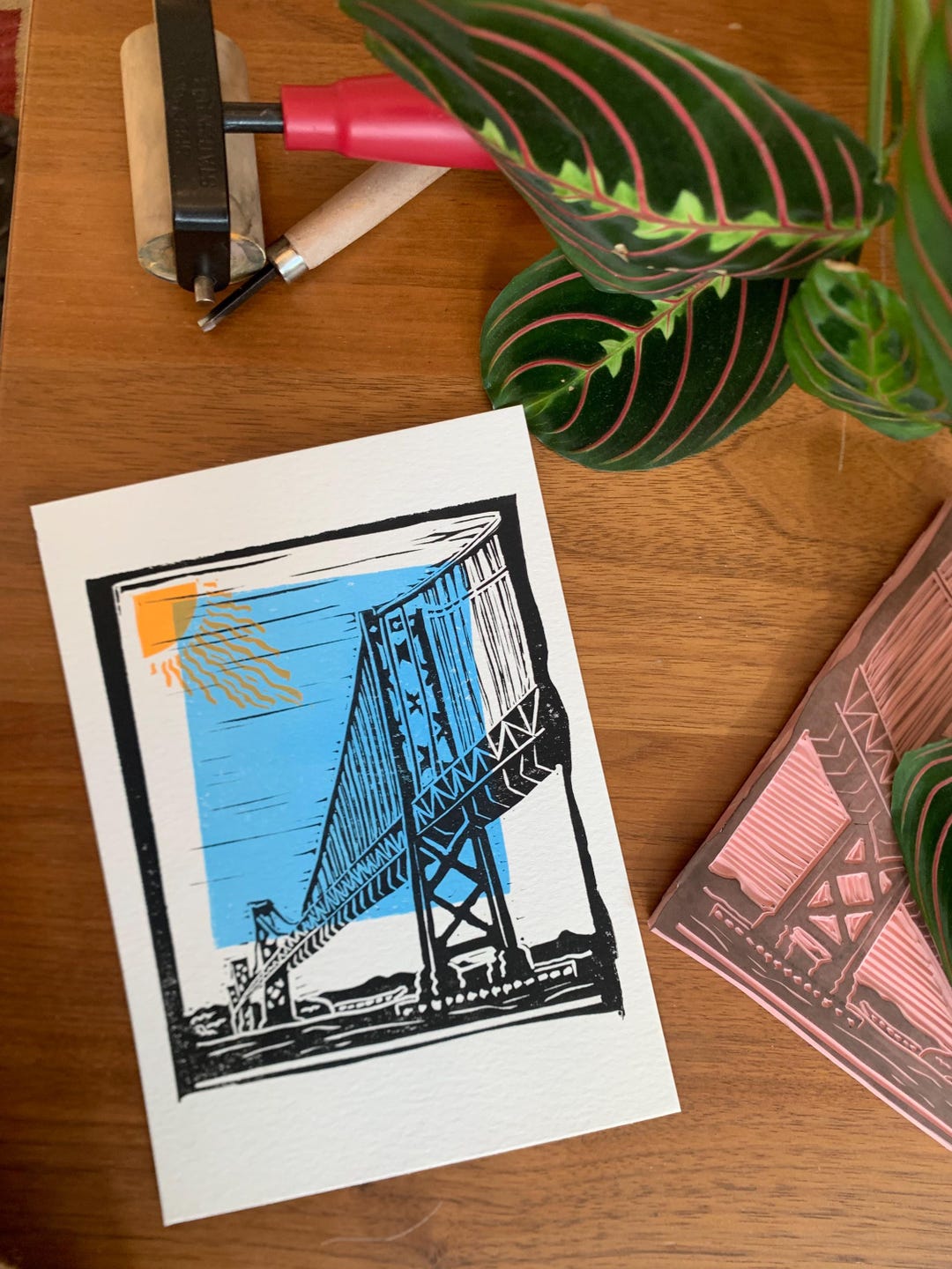 Suspended (bay Bridge With Sunshine) - Block Print - Etsy
