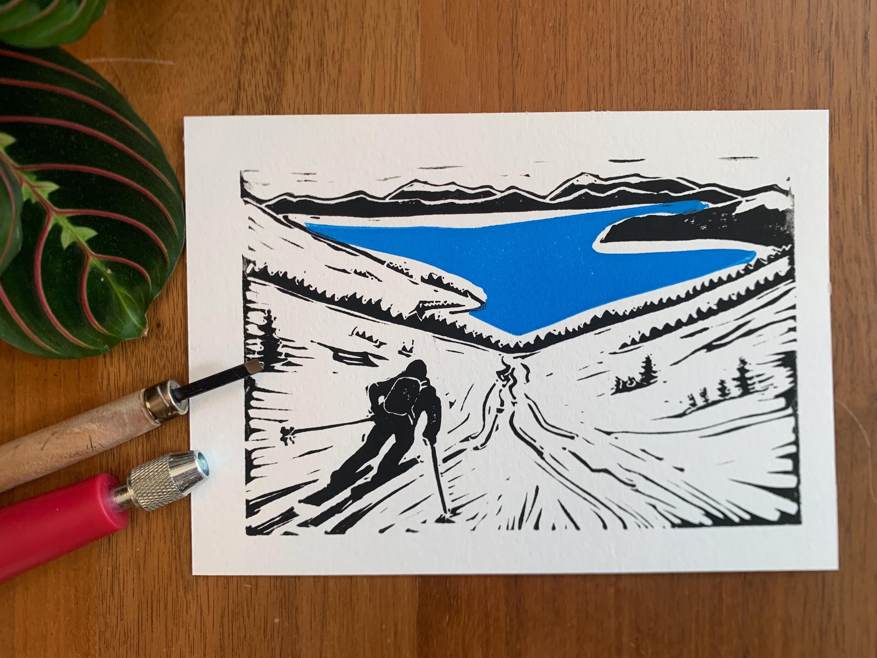 Ski Ski Ski blockprint - Etsy