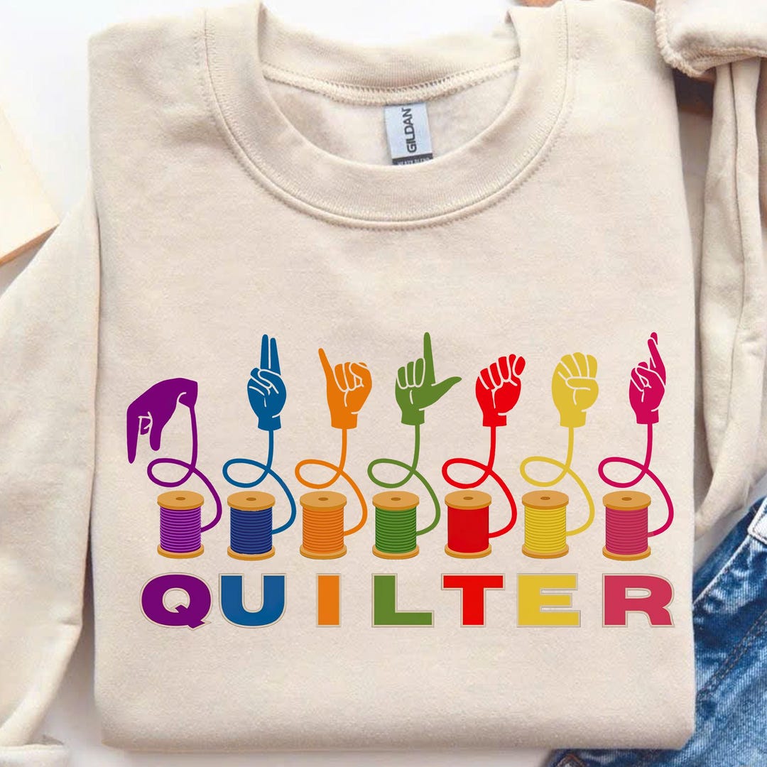 Quilter Sign Language PNG – Rainbow Thread Spools and ASL Design ...