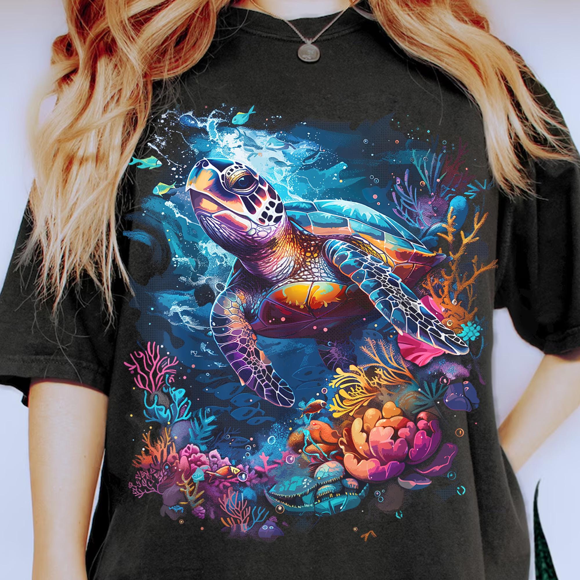Vibrant Sea Turtle PNG Design – Underwater Coral Reef Scene | Ideal for ...